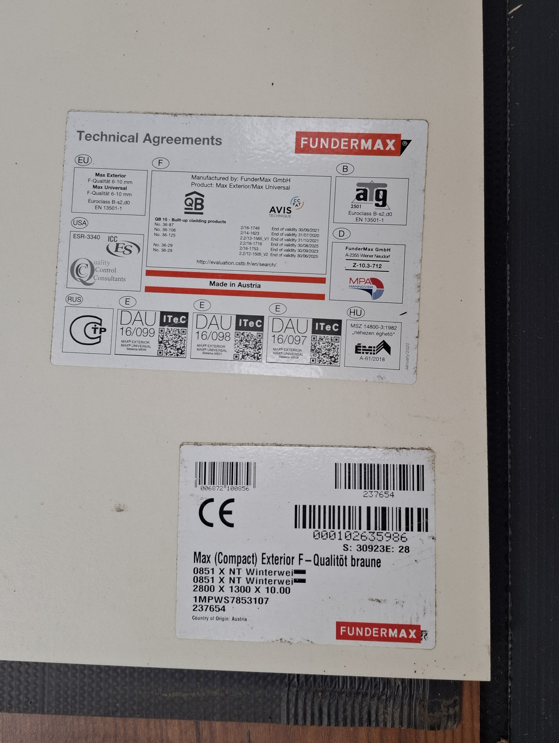 Fundermax Max Exterior NT HPL-Platte winterweiß 0851 Reststück ...